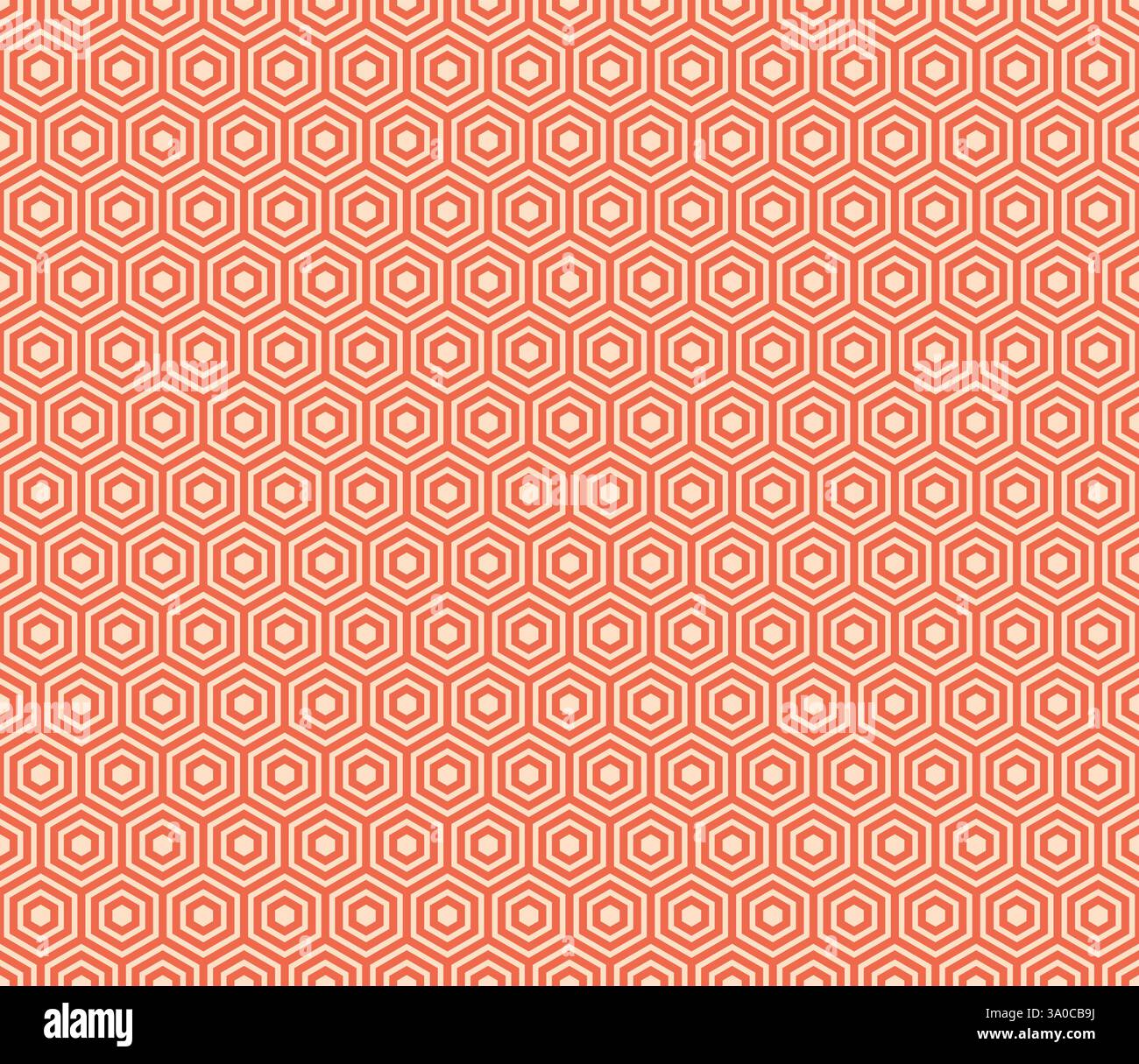 Hexagon vector pattern. Coral color on matching background. Plain hexagon frames. Hexagon cells ...