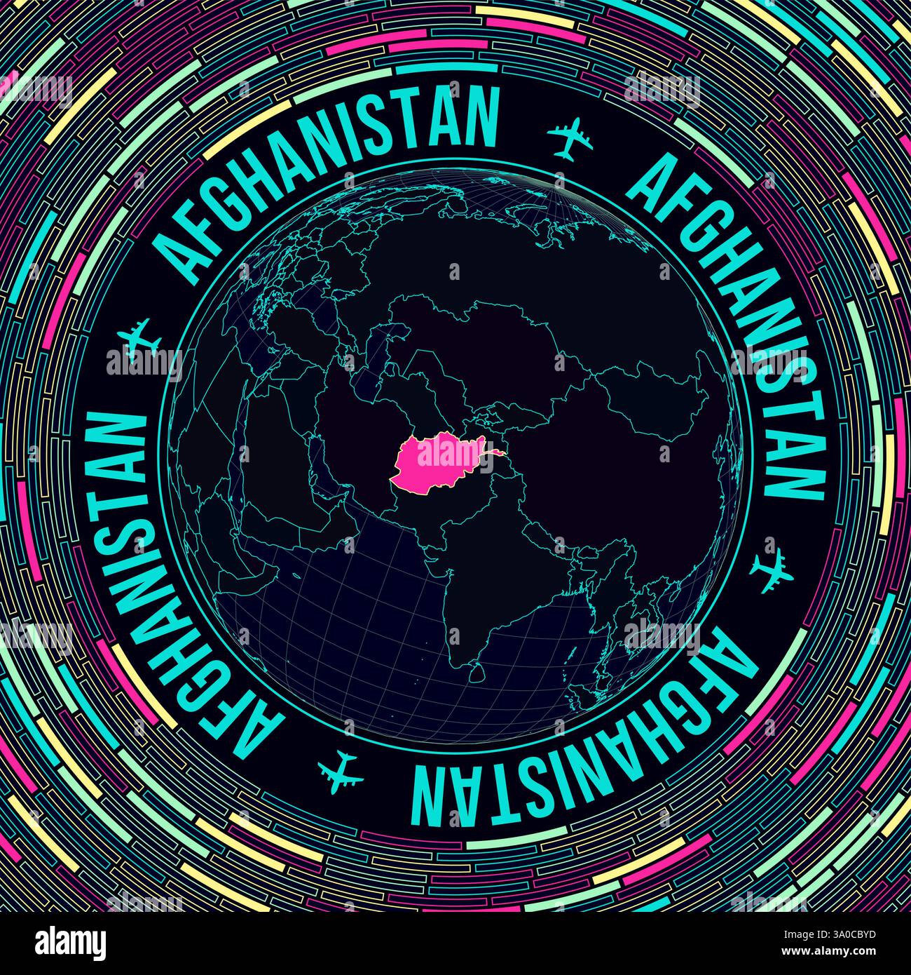 Afghanistan on globe. Satellite view of the world centered to ...