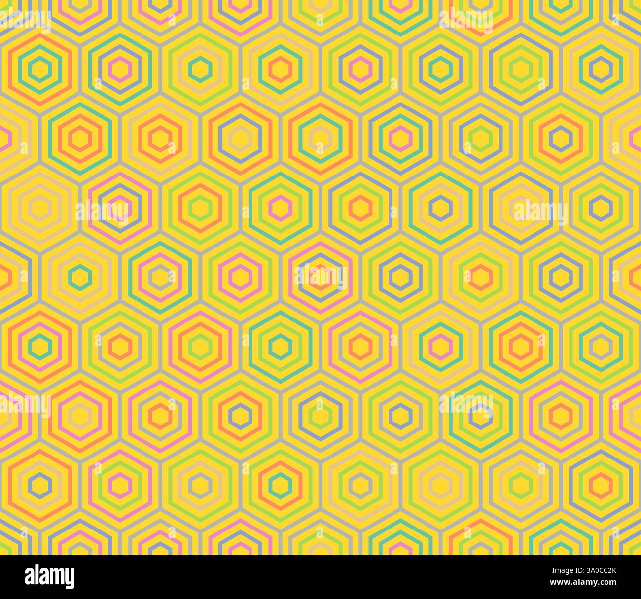 Seamless geometric pattern. Simple stacked hexagons pattern. Hexagonal cells. Multiple tones ...