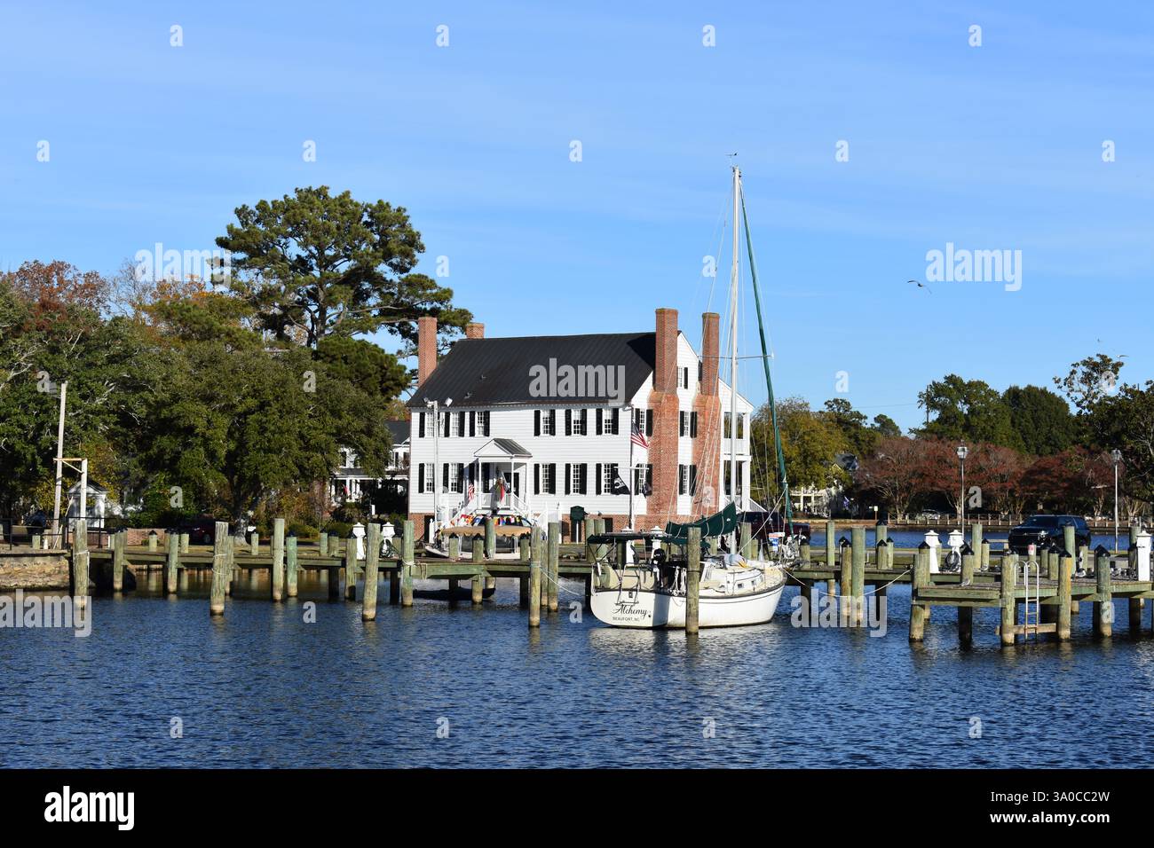 The Edenton, North Carolina waterfront showing the Marina and Barker ...