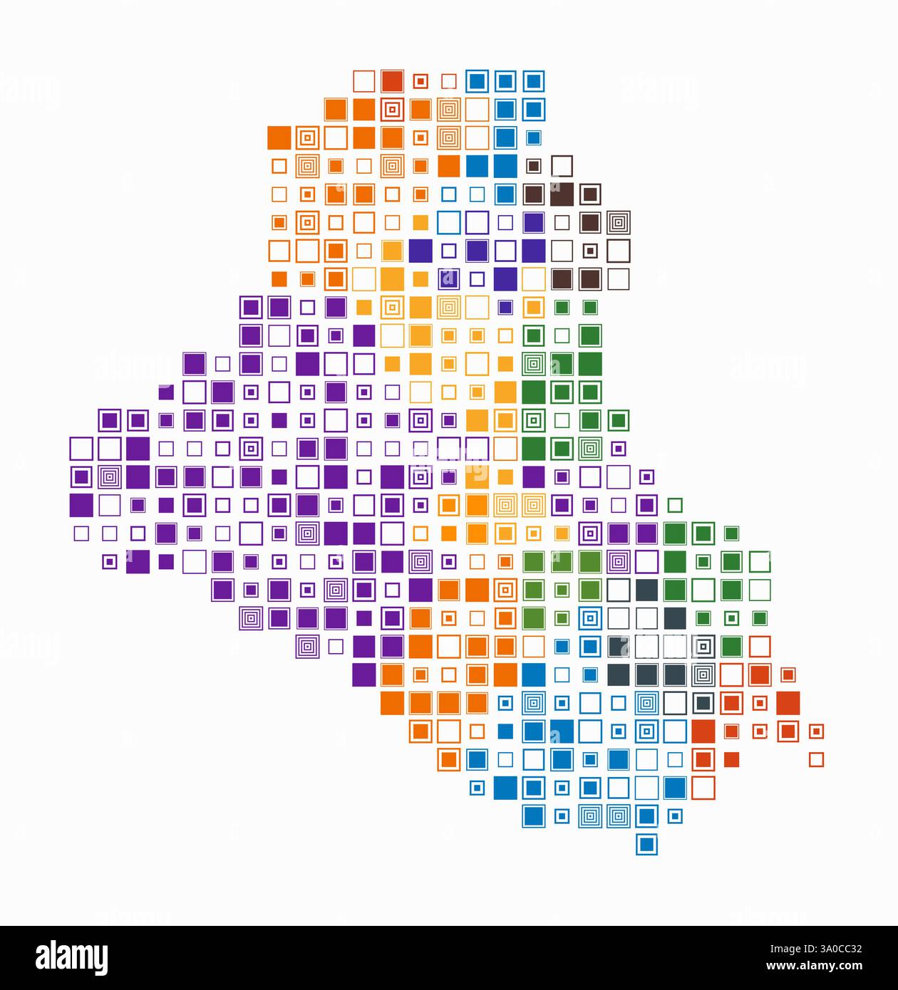 Iraq, shape of the country built of colored cells. Digital style map of ...