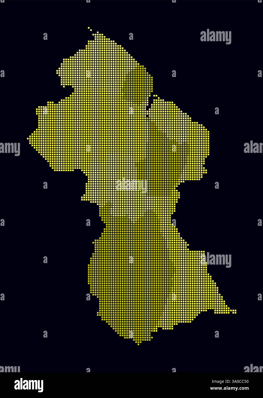 Guyana dotted map. Digital style map of the country on dark background ...