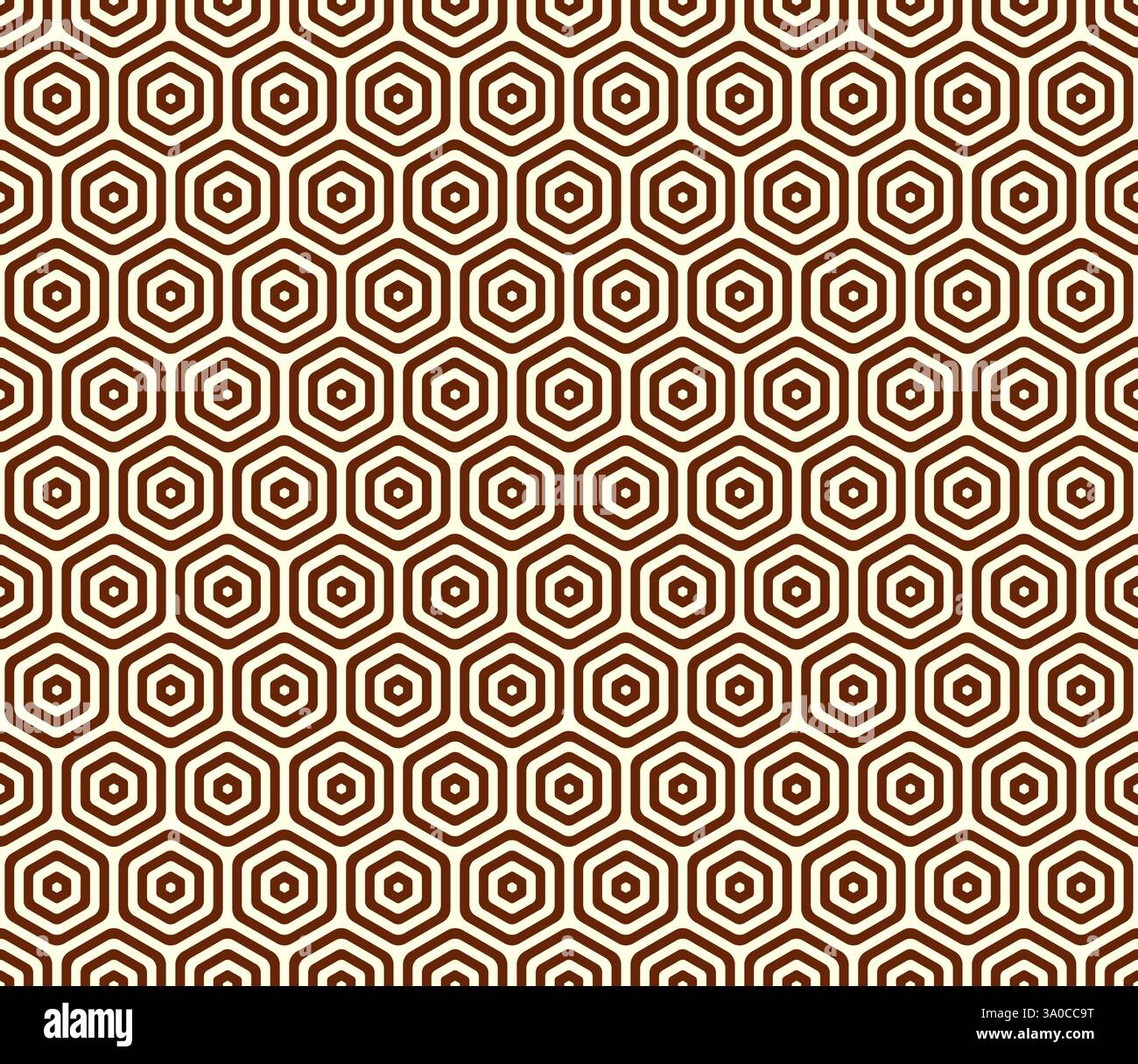 Geometric pattern. Rust color on matching background. Bold rounded stacked hexagon cells ...