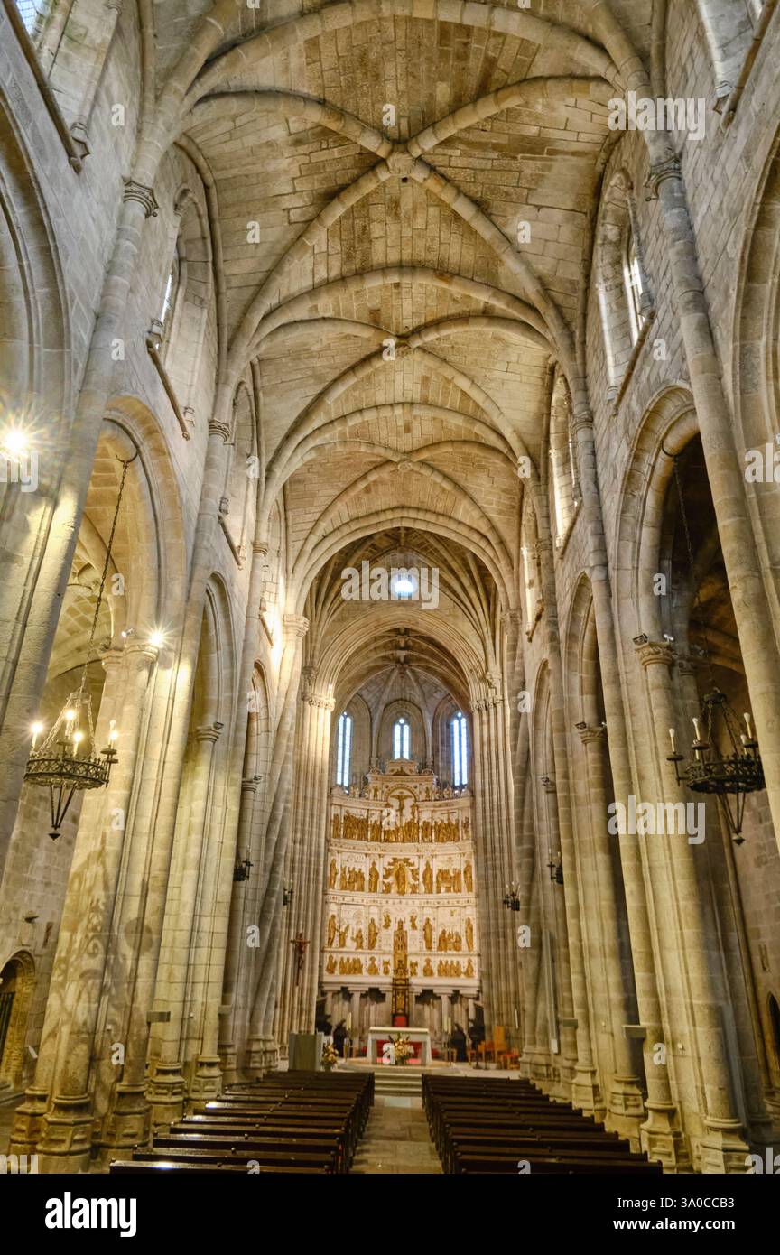 Interior of the Guarda cathedral, dating back to the 14th century ...