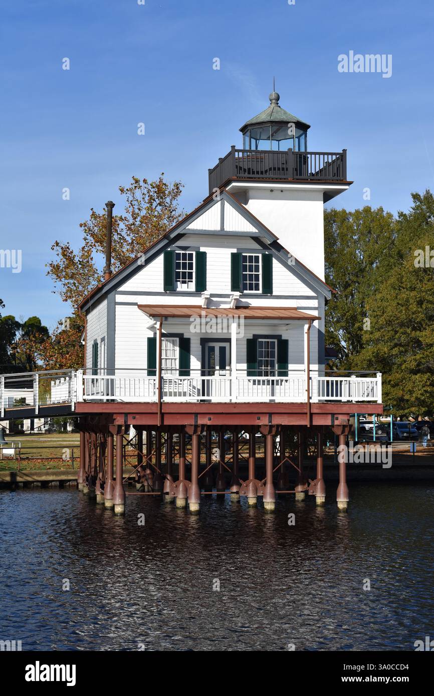 The Roanoke River Lighthouse located in Historic Edenton, North ...