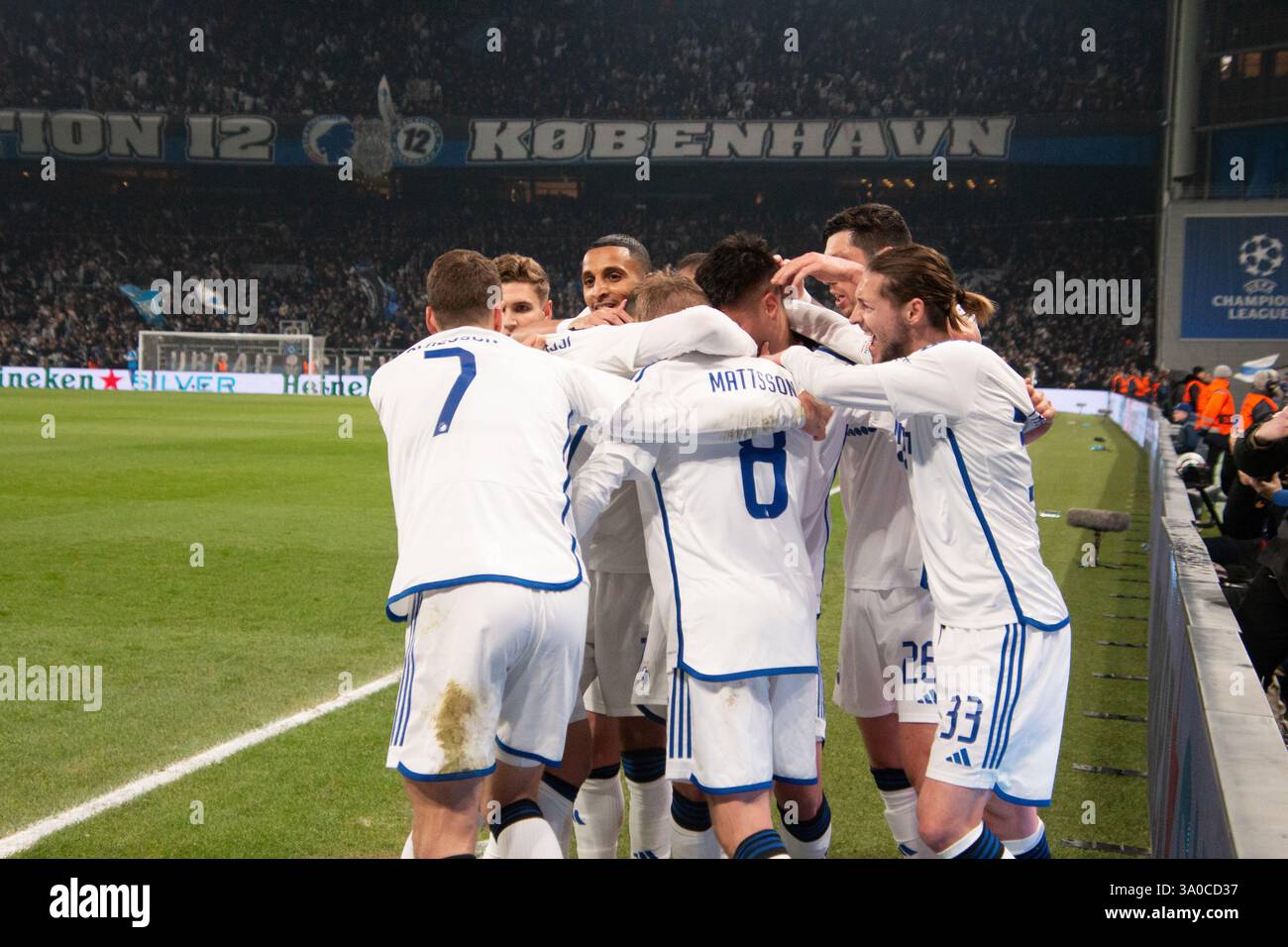 Magnus Mattsson of FC Copenhagen celebrates with teammates during the ...