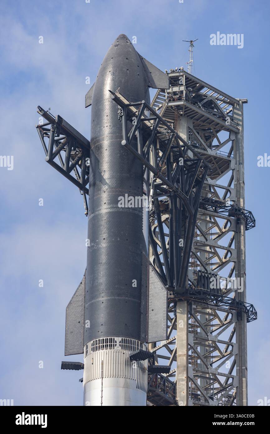 Boca Chica, USA. 03rd Mar, 2025. Fully stacked on the OLM Orbital ...