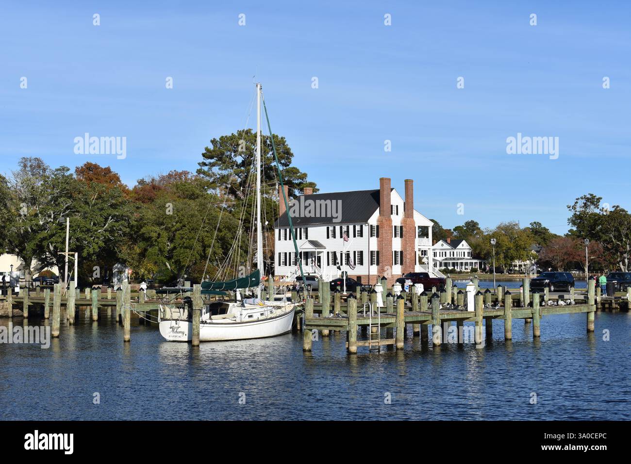 Edenton Waterfront showing the Marina and Barker House Stock Photo - Alamy