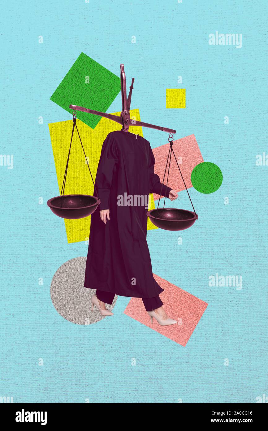 Photo collage trend sketch template artwork of decision judge law ...