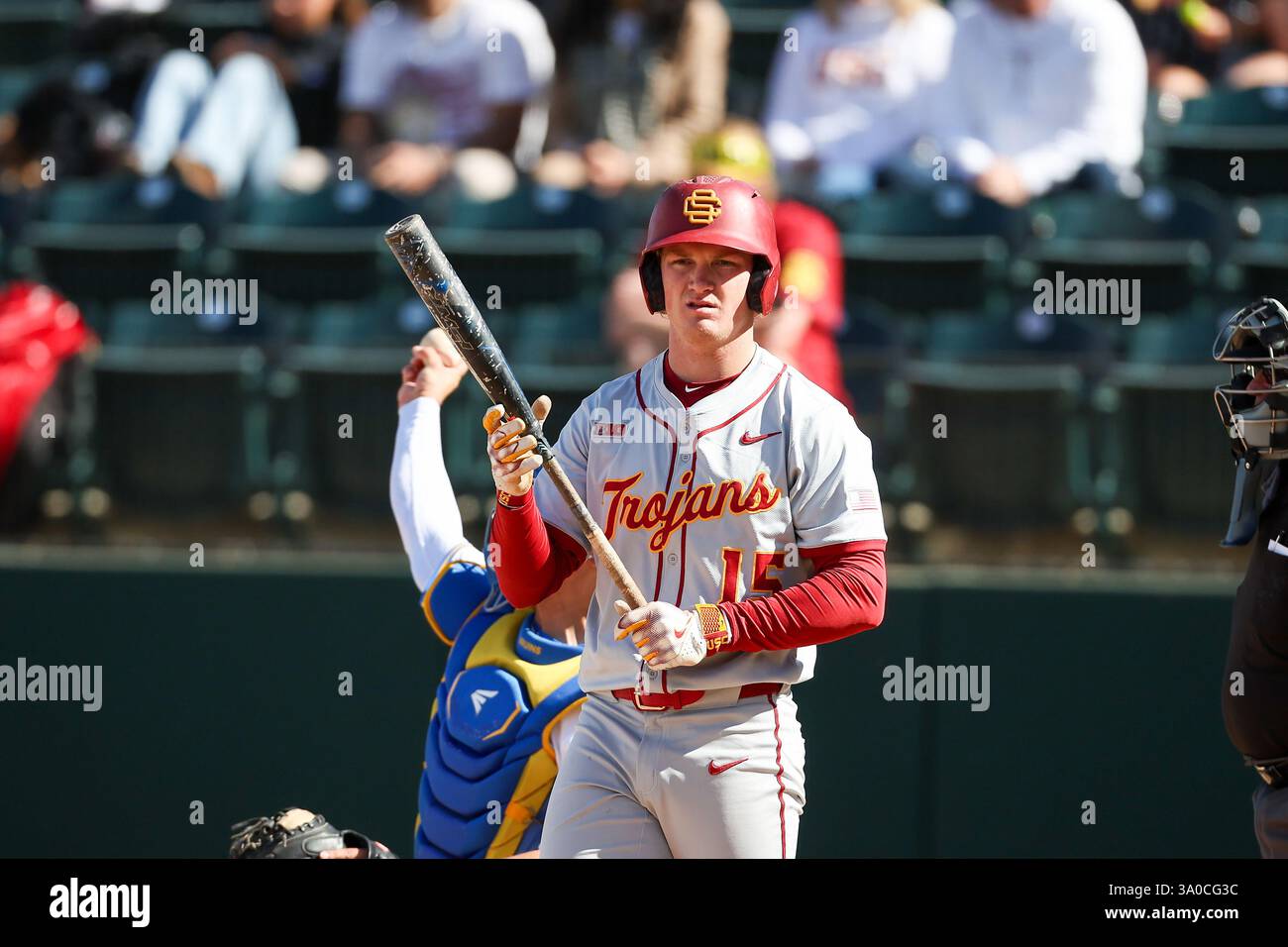 March 2, 2025: USCâ€™s Ethan Hedges (15) during an NCAA baseball game ...