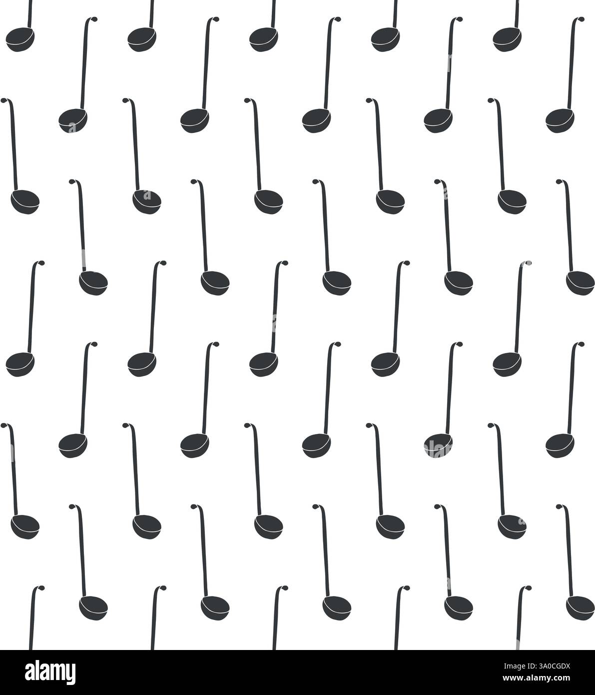 Vector seamless pattern of hand drawn sketch doodle ladle isolated on ...
