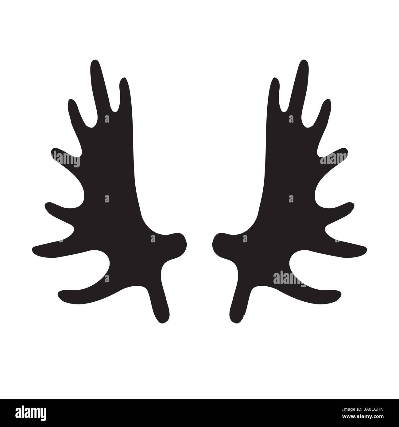 Vector hand drawn sketch doodle moose horns silhouette isolated on ...