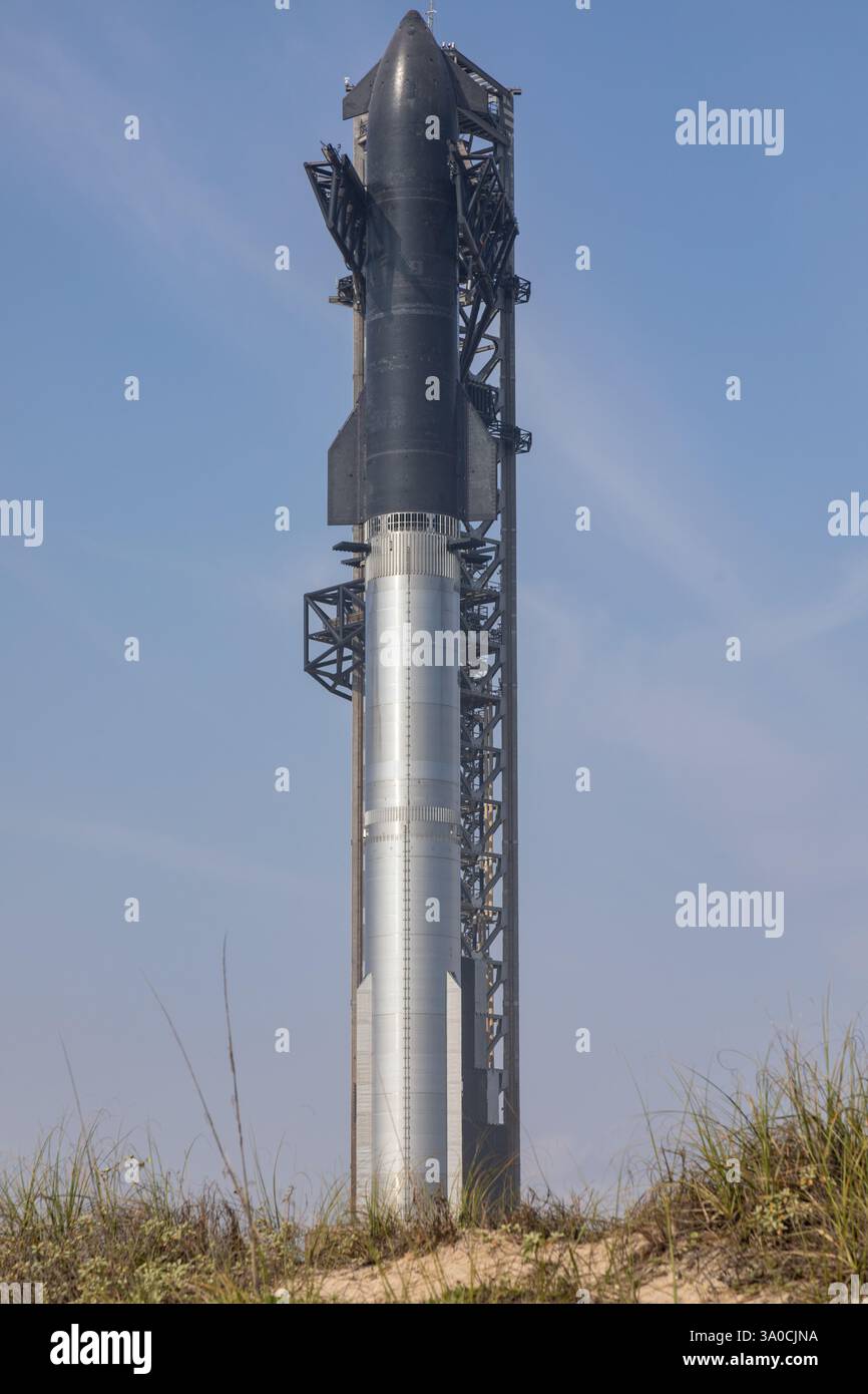 Boca Chica, USA. 03rd Mar, 2025. Fully stacked on the OLM Orbital ...