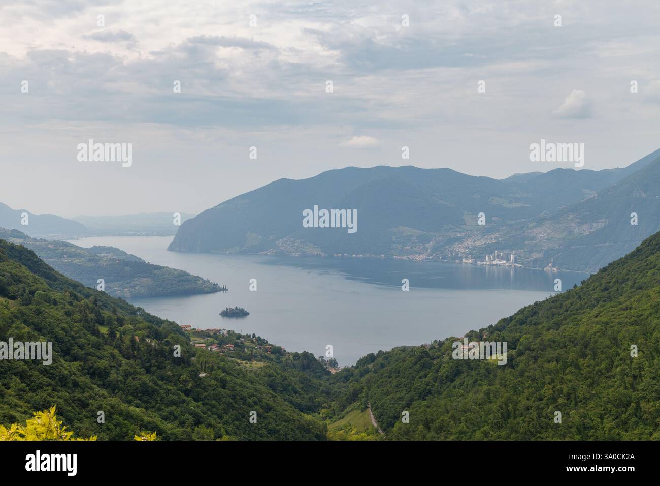 View of lake Iseo, Piramidi di Zone, Italy Stock Photo - Alamy