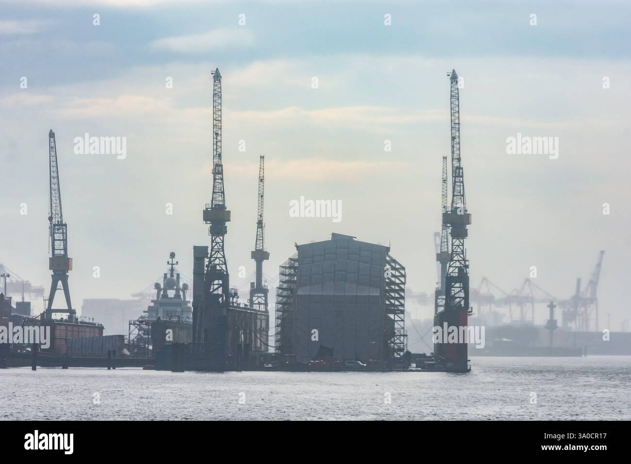 Hamburg: river Elbe, Port of Hamburg, Blohm + Voss shipbuilding dock 11 ...