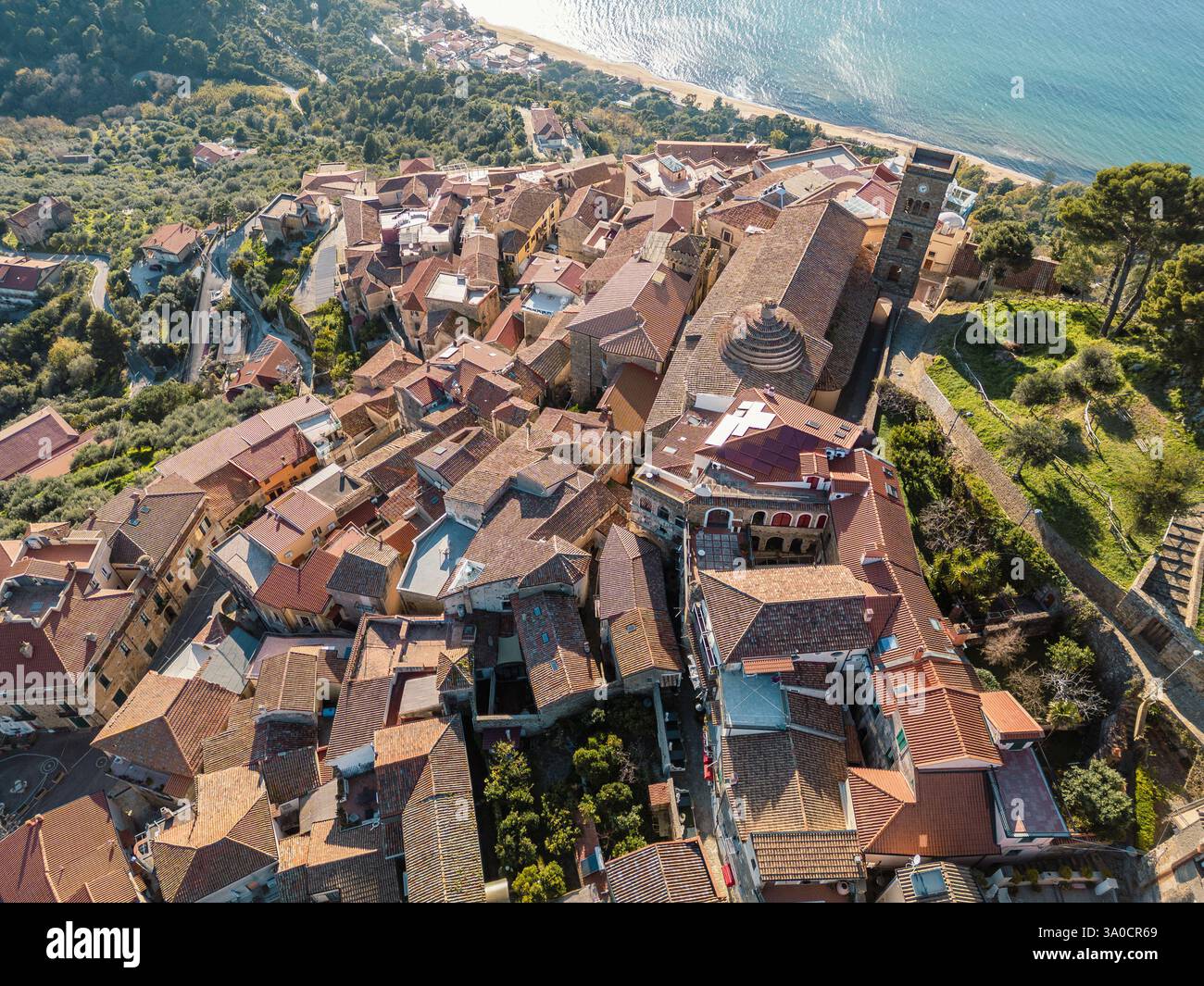 Castellabate aerial view, Cilento, Italy Stock Photo - Alamy