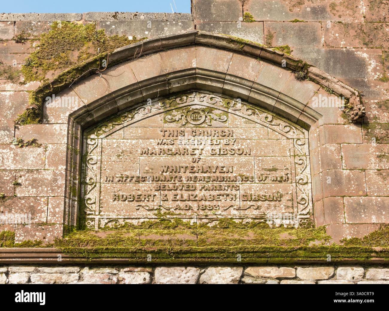 Stone plaque commemorating the building of St Nicholas church in ...