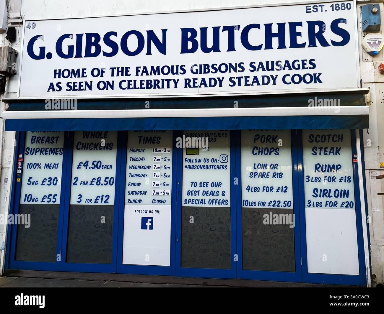 London, UK - March 02, 2025: The G. Gibsons Butcher shop advertising ...