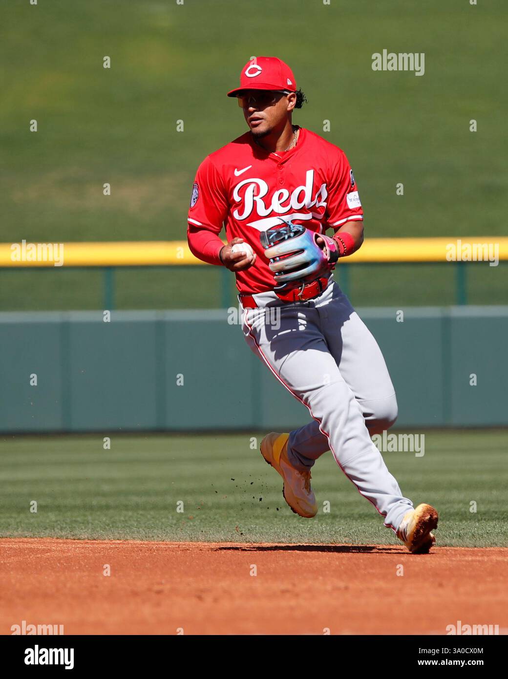 March 2, 2025: Cincinnati Reds third base Santiago Espinal (4) fields ...