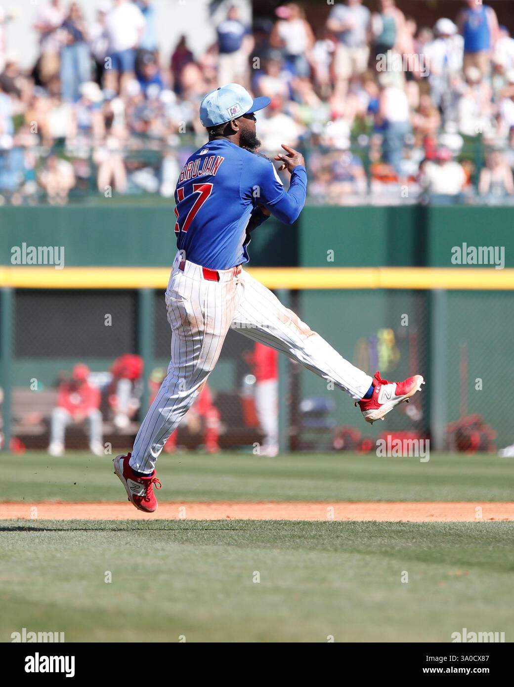 March 2, 2025: Chicago Cubs shortstop Vidal BrujÃ¡n (17) throws on the ...