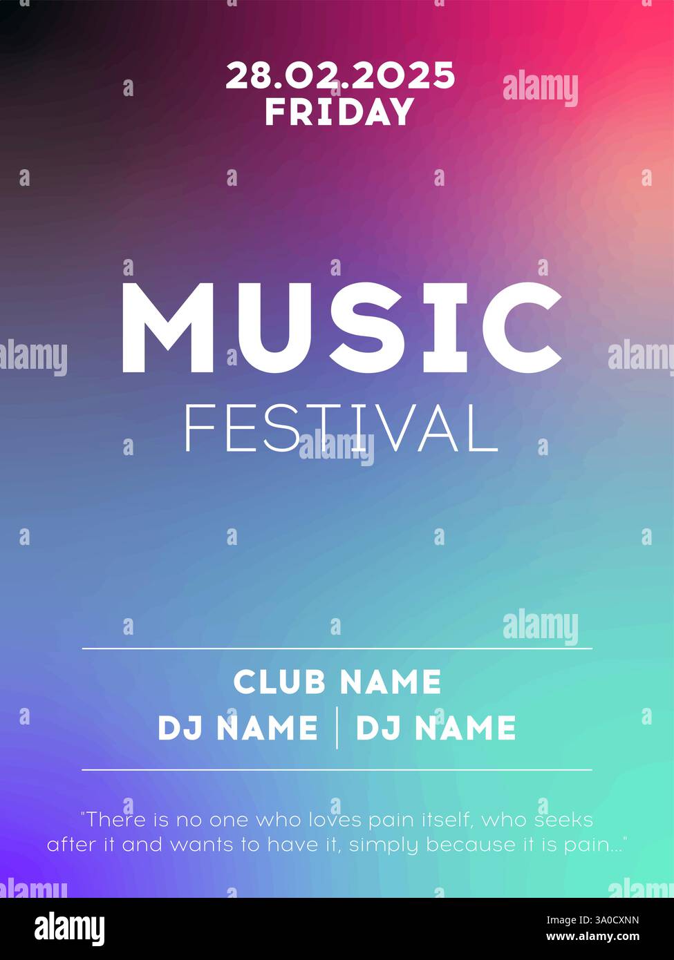 A vibrant and dynamic music festival poster design featuring a gradient ...