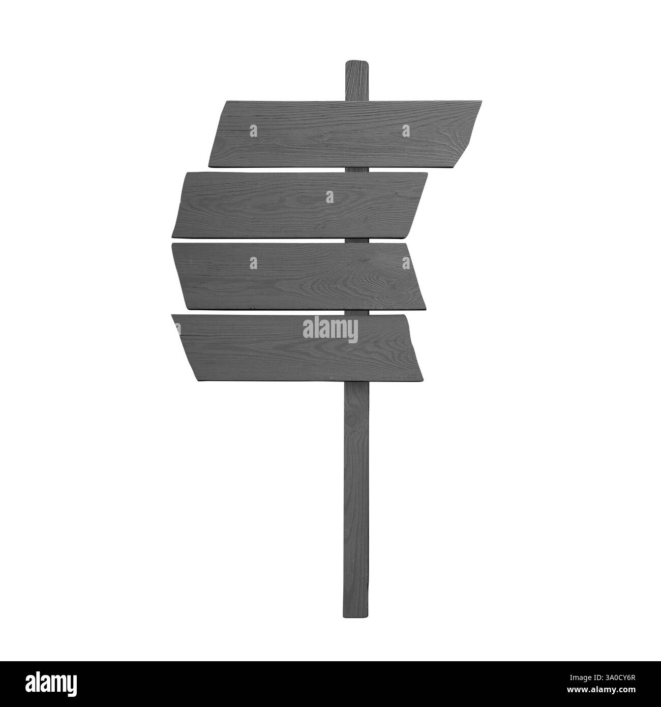 Wooden pole with boards on white background Stock Photo - Alamy