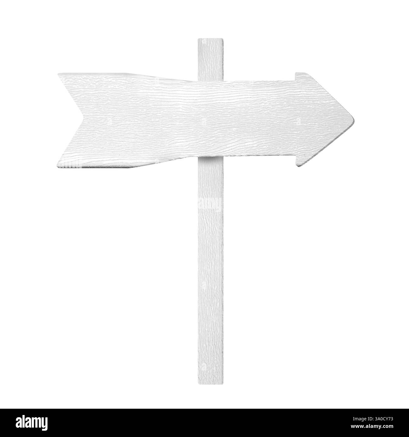 Wooden pointer with arrow-shaped board on white background Stock Photo ...