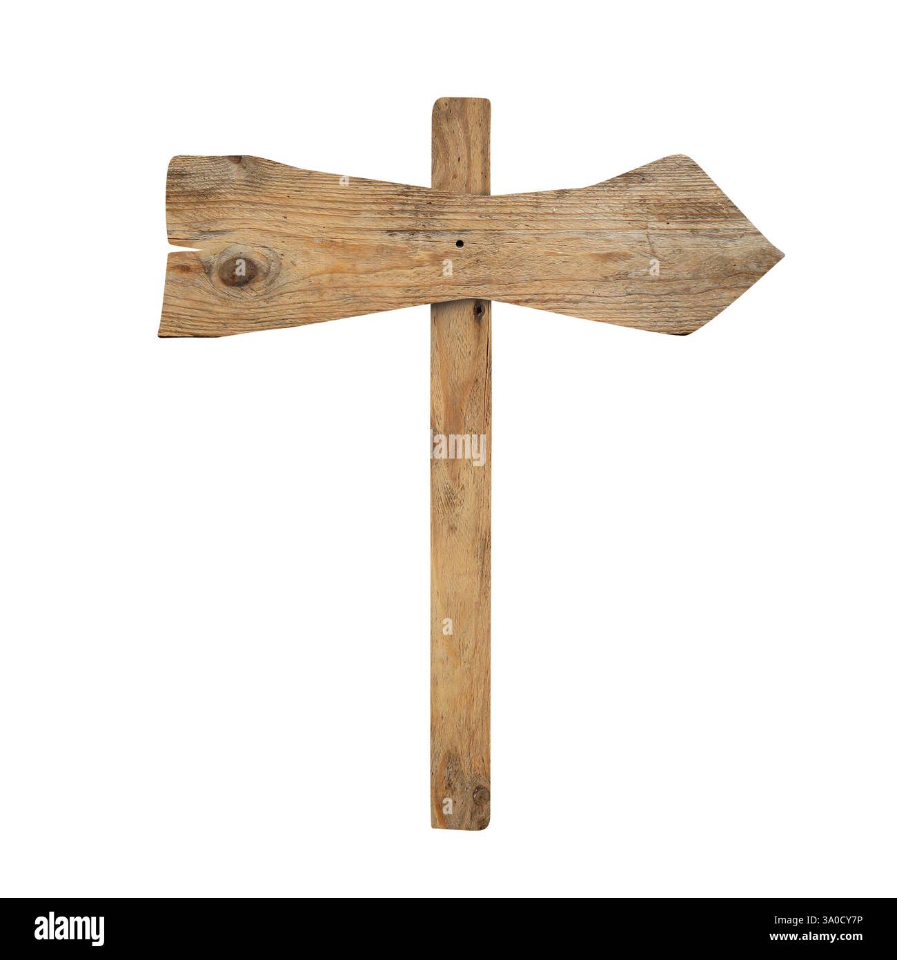 Wooden pointer with arrow-shaped board on white background Stock Photo ...