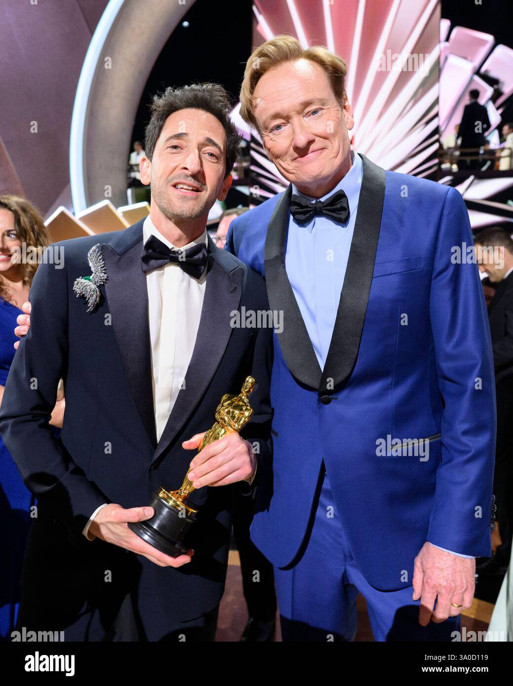 Conan O’brain and Adrian Brody, winner of Best Actor at the live ABC ...