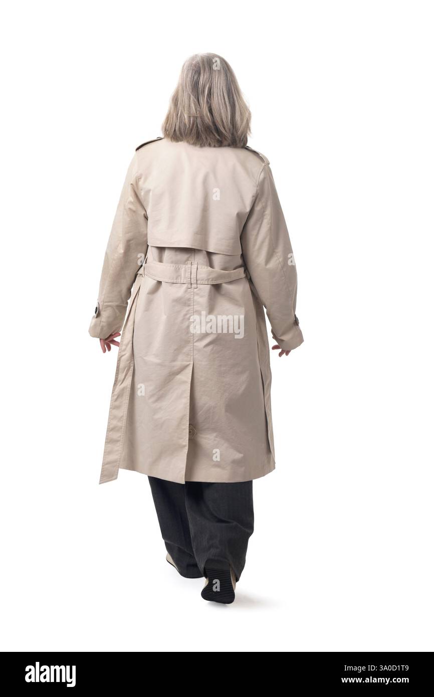 back view of an adult woman walking on white background Stock Photo - Alamy