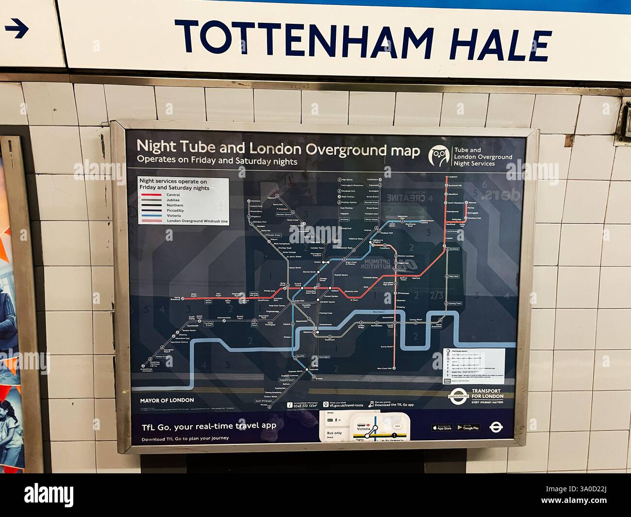 London, UK - March 02, 2025: Detailed map depicting London's Night Tube ...