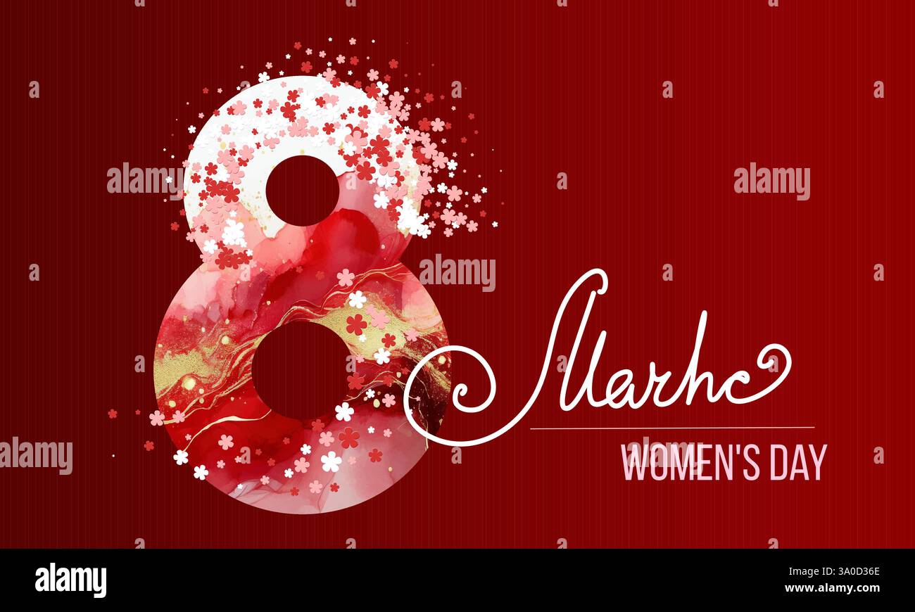 Womens day background with frame flowers. 8 March invitation card Stock ...