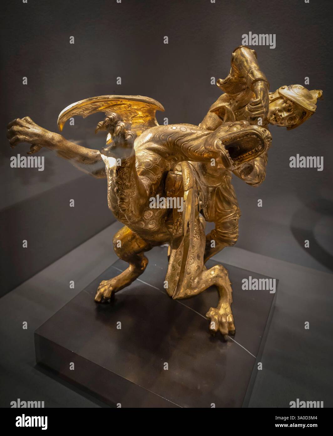 Paris, France - 03 01 2025: Le Louvre Museum. Gilded bronze Statue ...