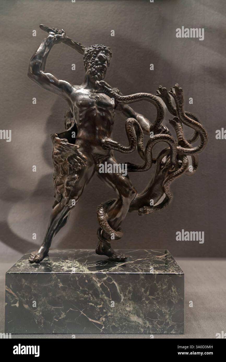 Paris, France - 03 01 2025: Le Louvre Museum. Bronze Statue Hercules ...