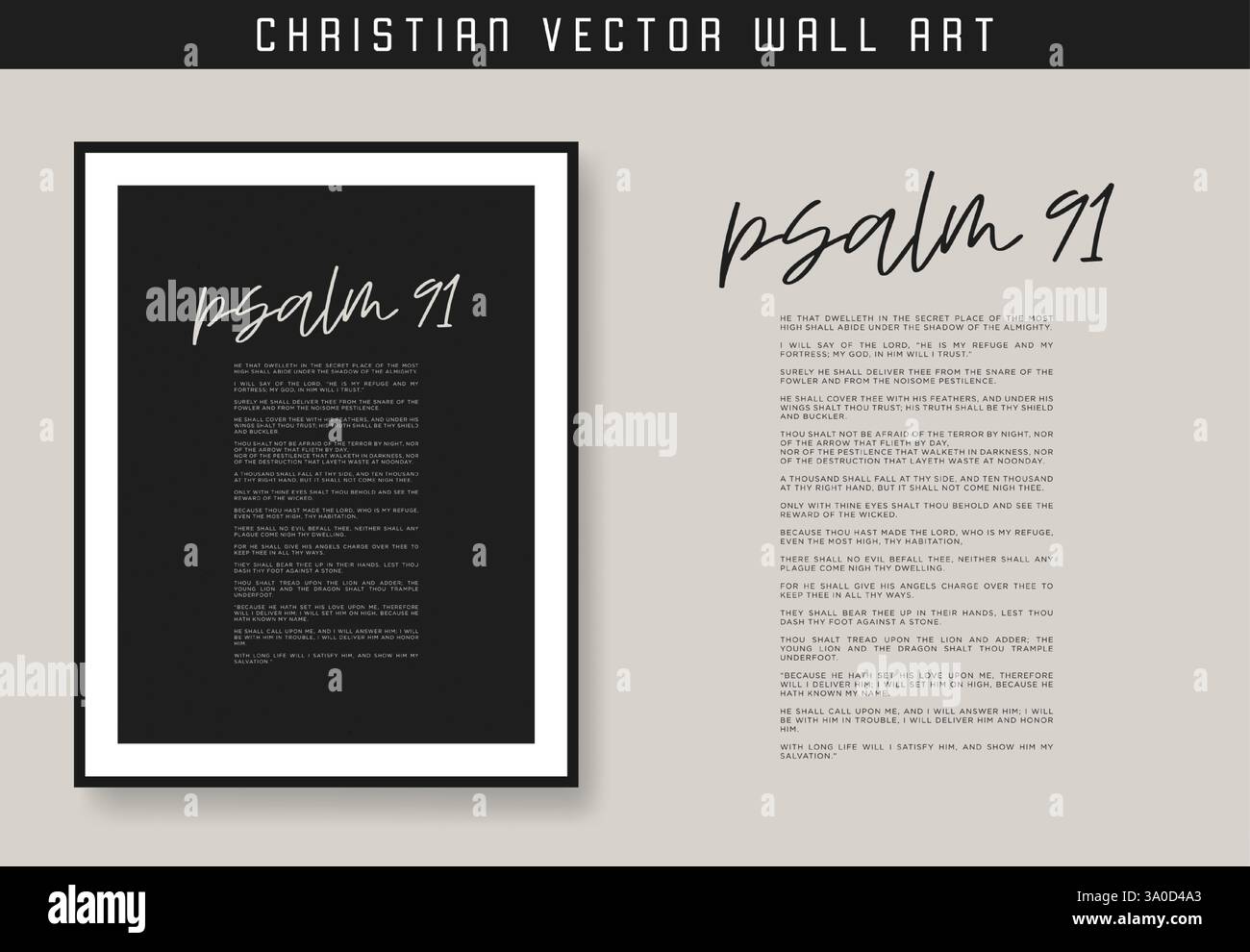 Psalm 91 Christian scripture motivation poster and inspirational wall ...