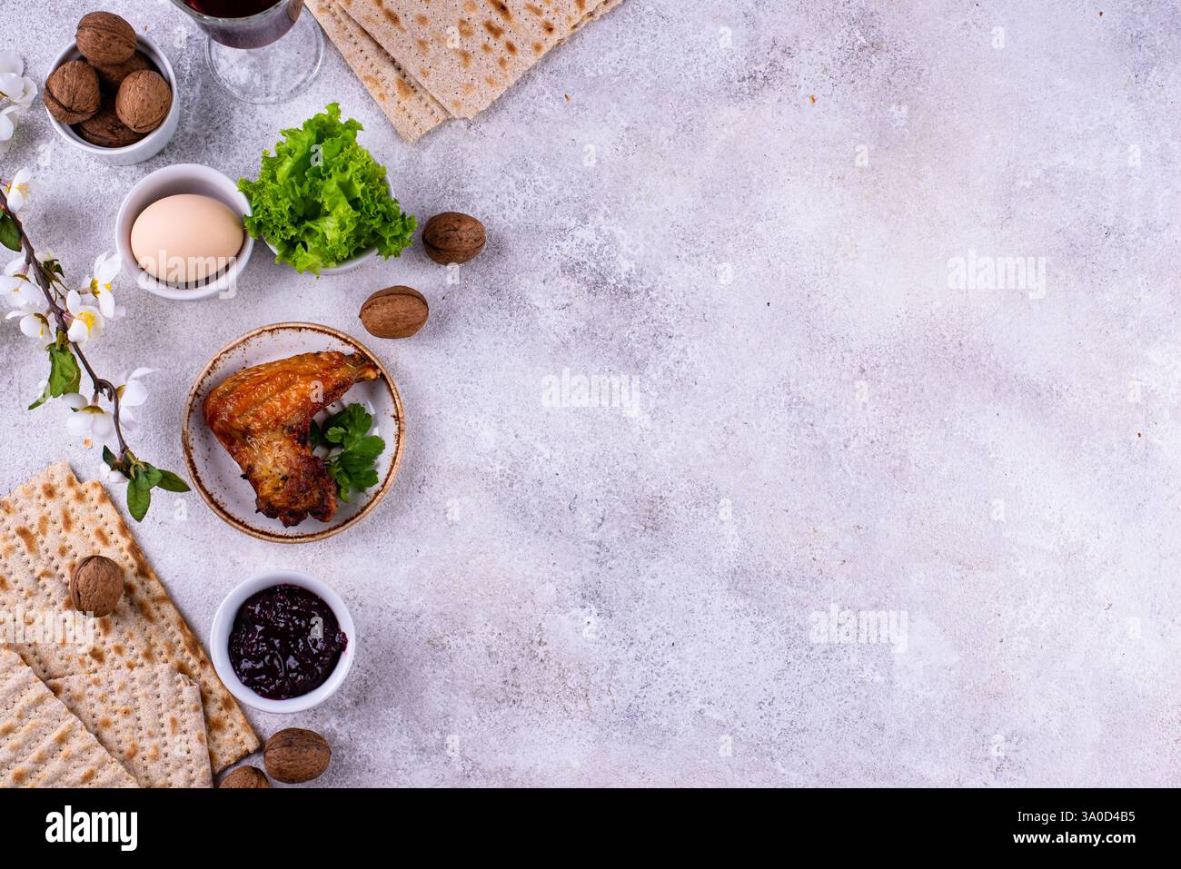 Traditional Passover Seder plate with symbolic foods. Symbolic of ...