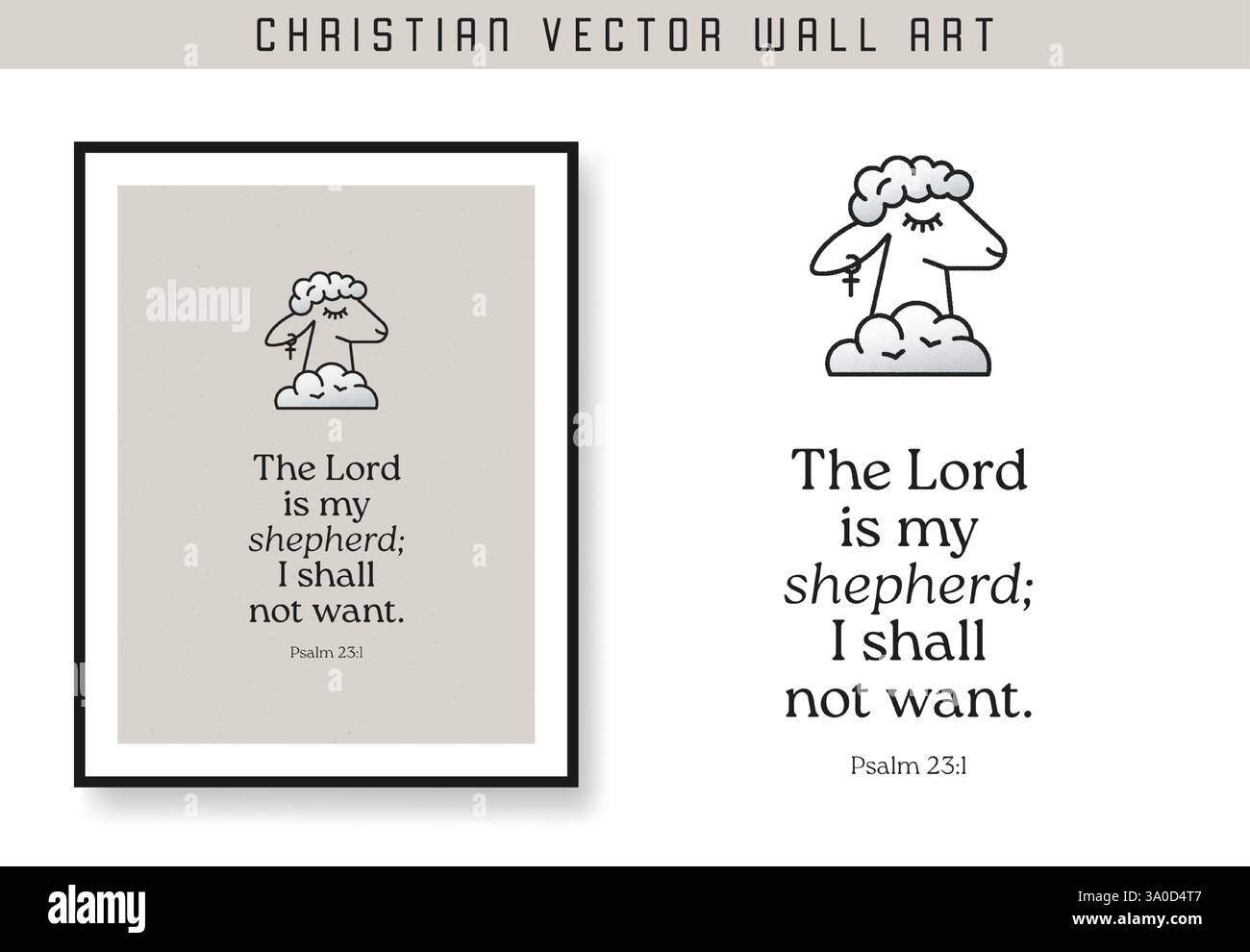 Psalm 23 Lord is my shepherd. Christian scripture motivation poster and ...