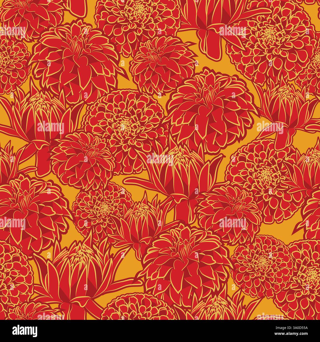 Yellow and red dahlia Stock Vector Images - Alamy