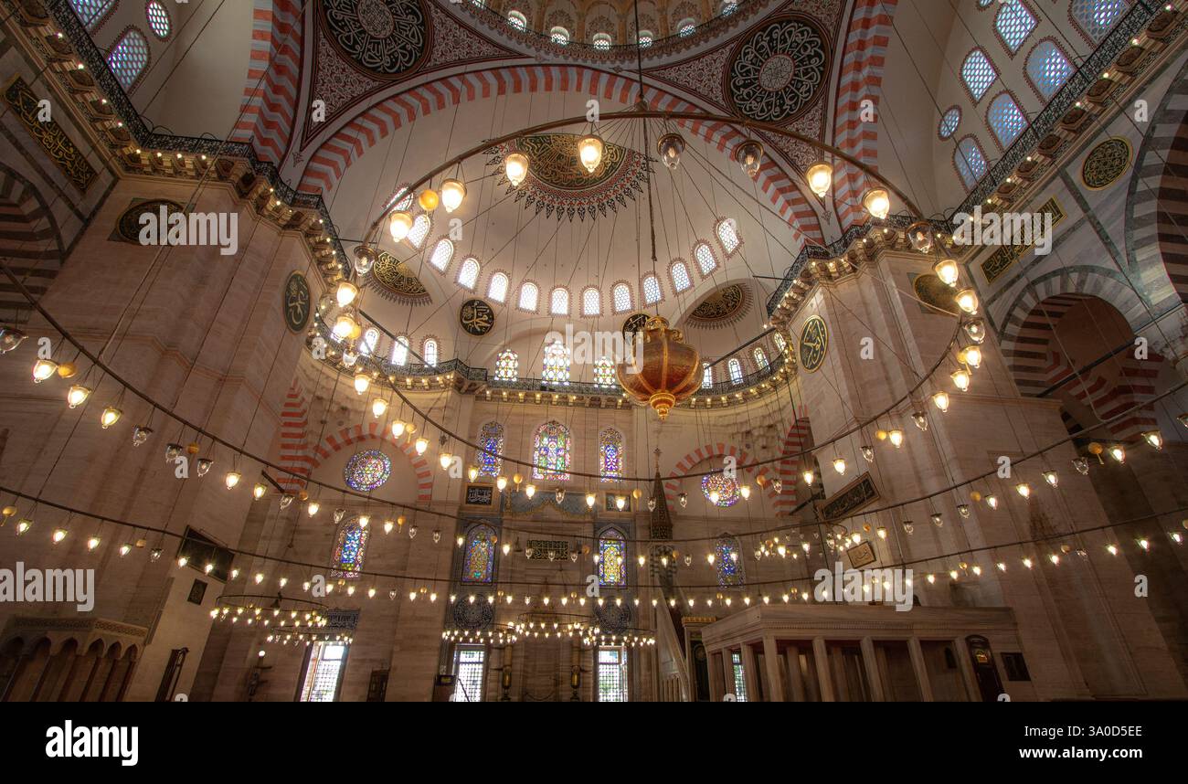 Suleymaniye Mosque Interior Istanbul Desgined by Mimar Sinan Stock ...