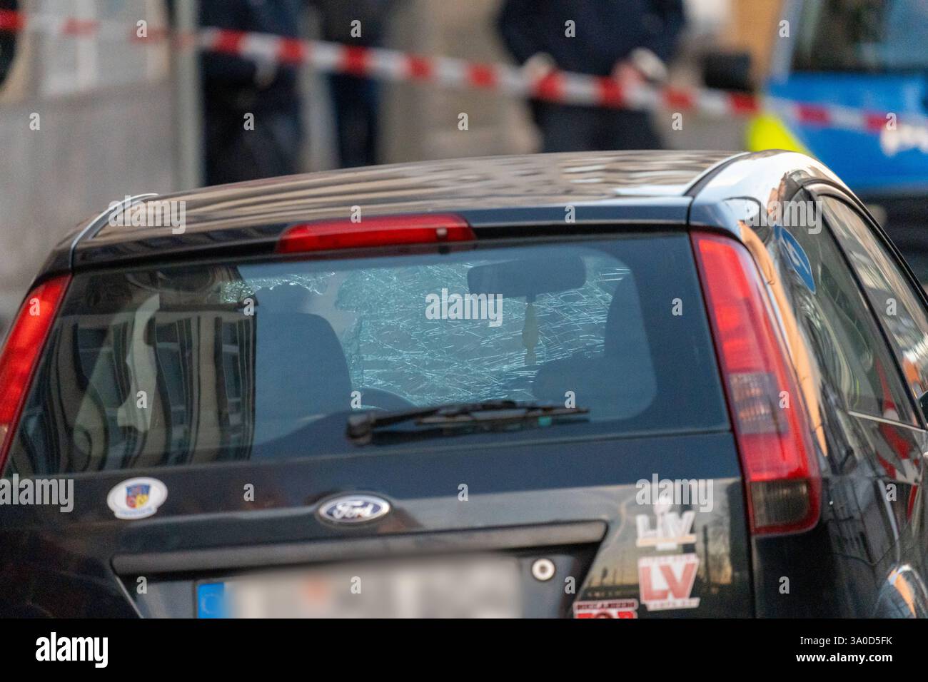 Mannheim, Baden-Württemberg, Germany - March 3, 2025: Car crashes into ...