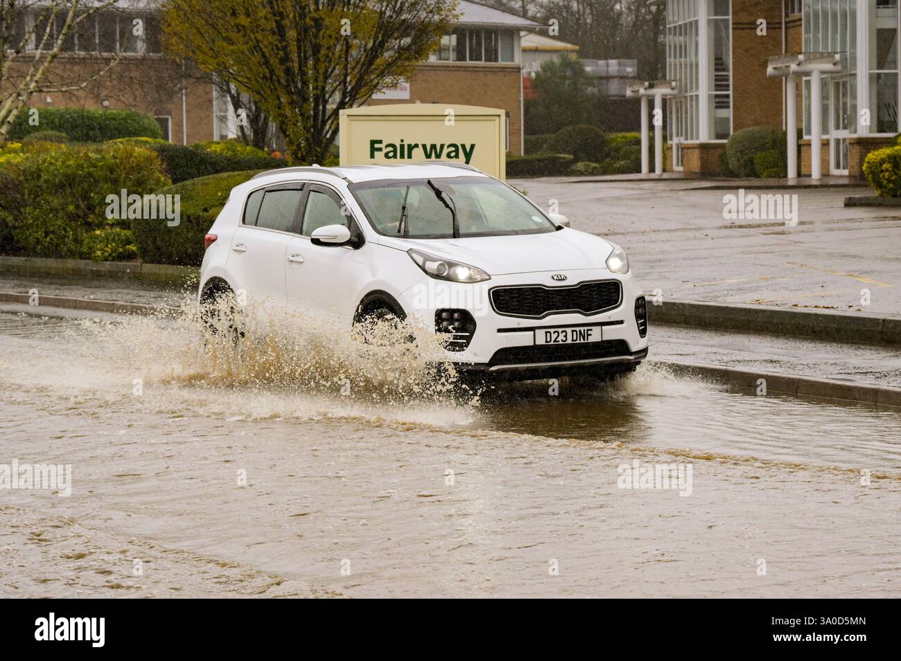 Treforest Industrial Estate, Wales, UK - 24 November 2024: Car driving ...