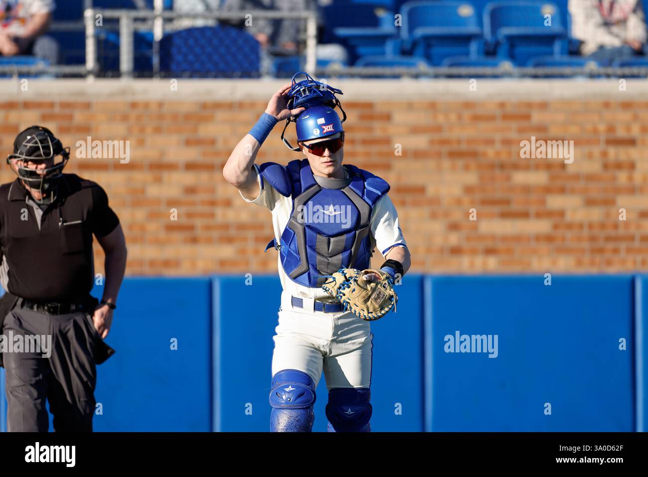 Kansas catcher Ian Francis (7) during an NCAA collage baseball game on ...