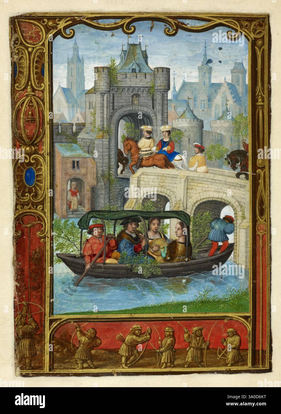 The Golf Book - Calendar scene for May: Boating party. Below archery ...