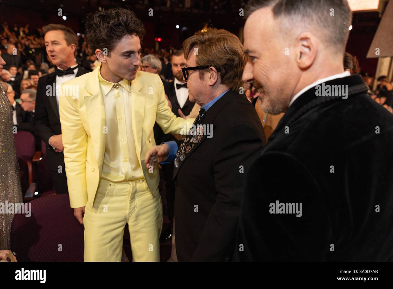 Timothee Chalamet and Elton John during the live ABC Telecast of the ...