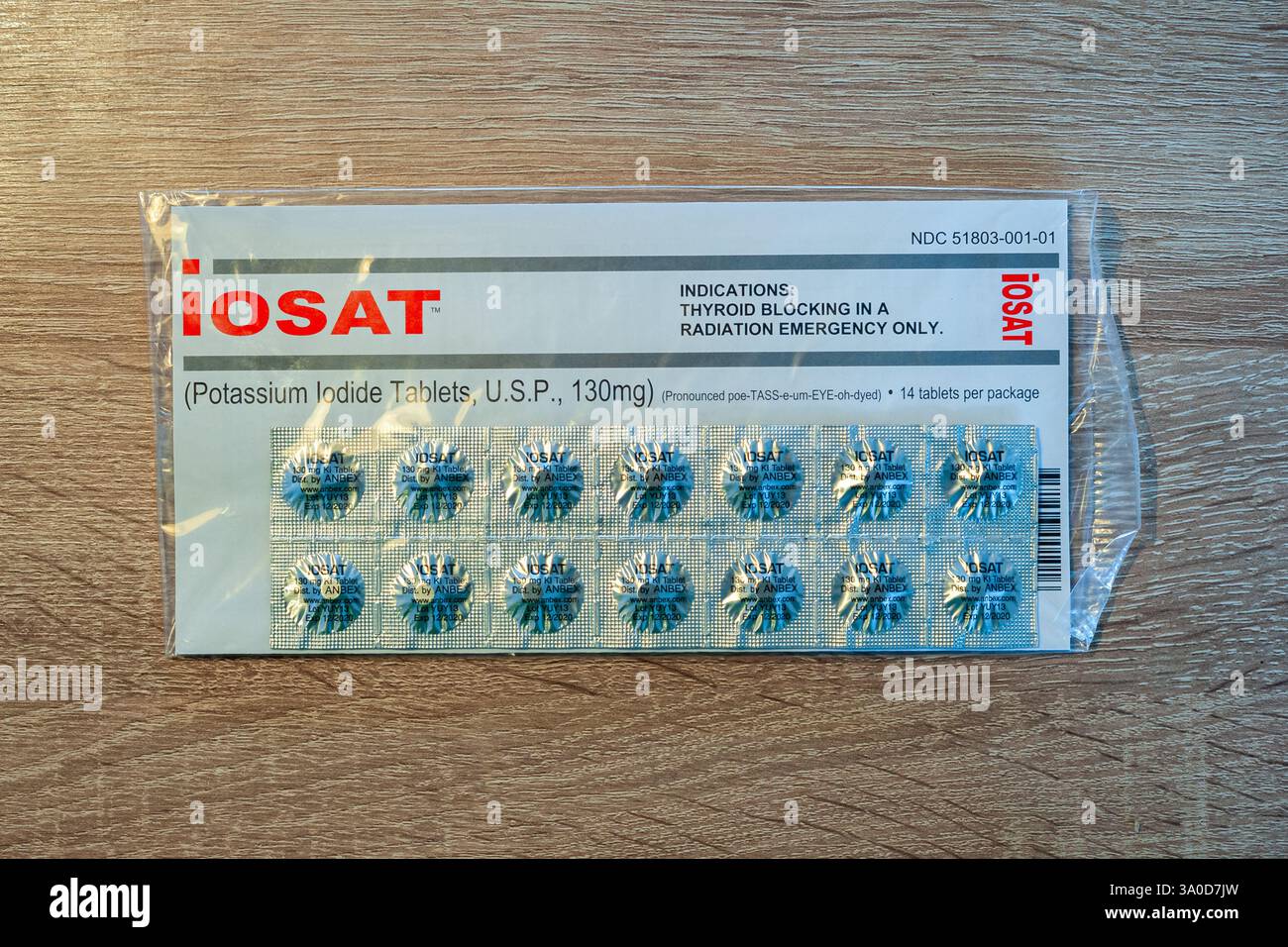 Strip of potassium iodide tablets. To be taken in the event of a ...