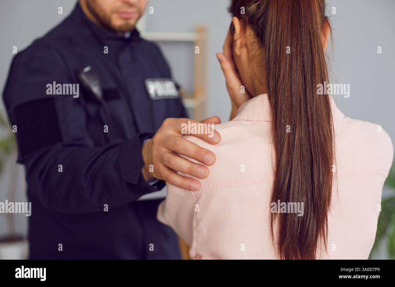 Woman cry police officer hi-res stock photography and images - Alamy