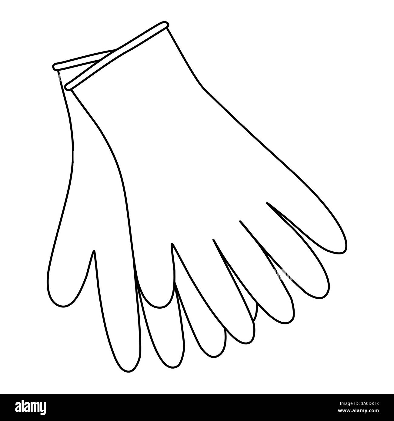 Cleaning gloves, doodle style flat vector outline illustration for kids ...