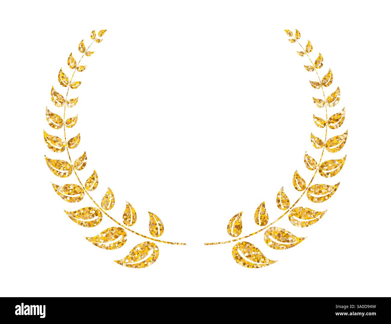 Gold glitter laurel wreath. Golden palm branch, reward for the winner ...