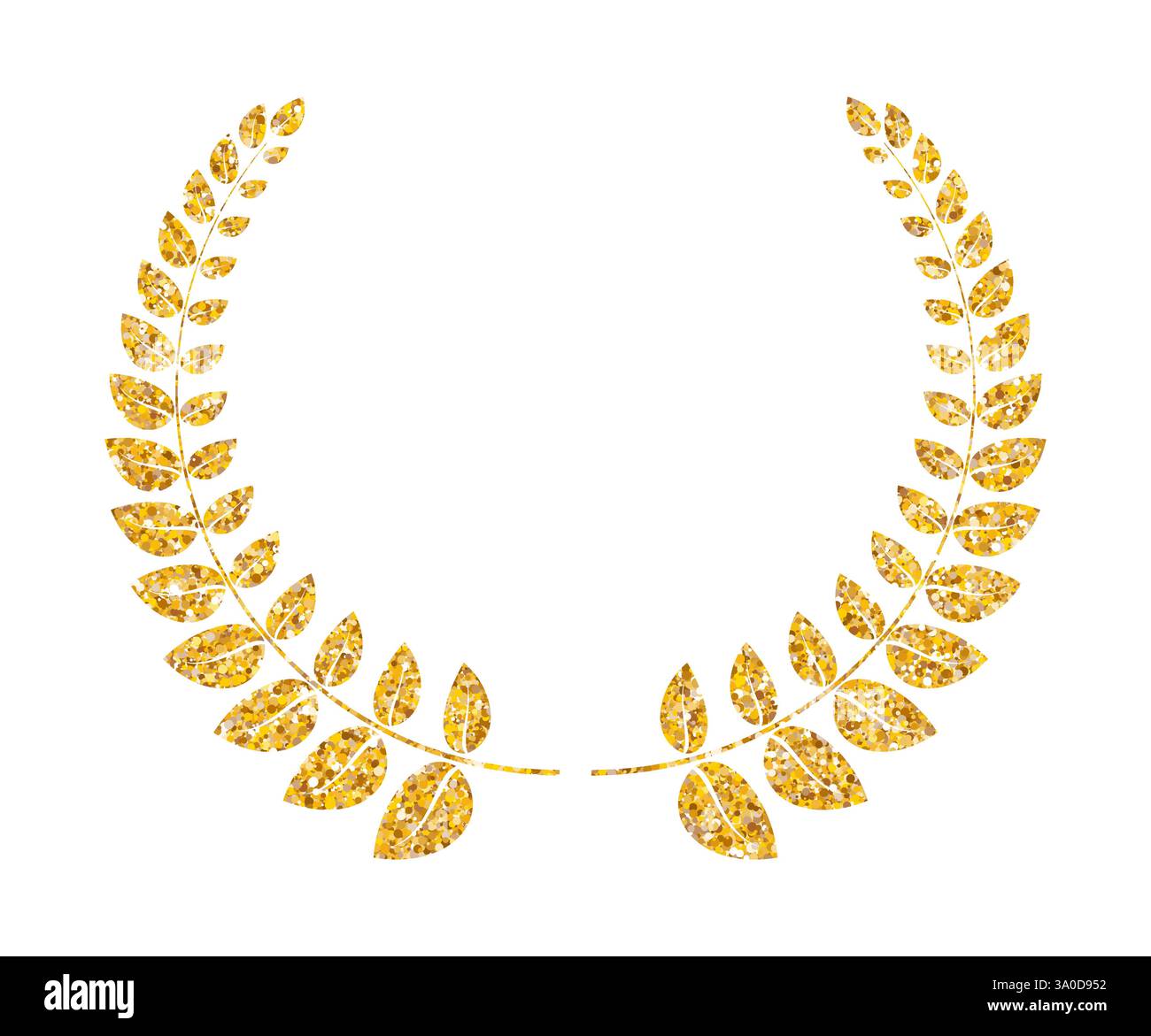 Gold glitter laurel wreath. Golden palm branch, reward for the winner ...