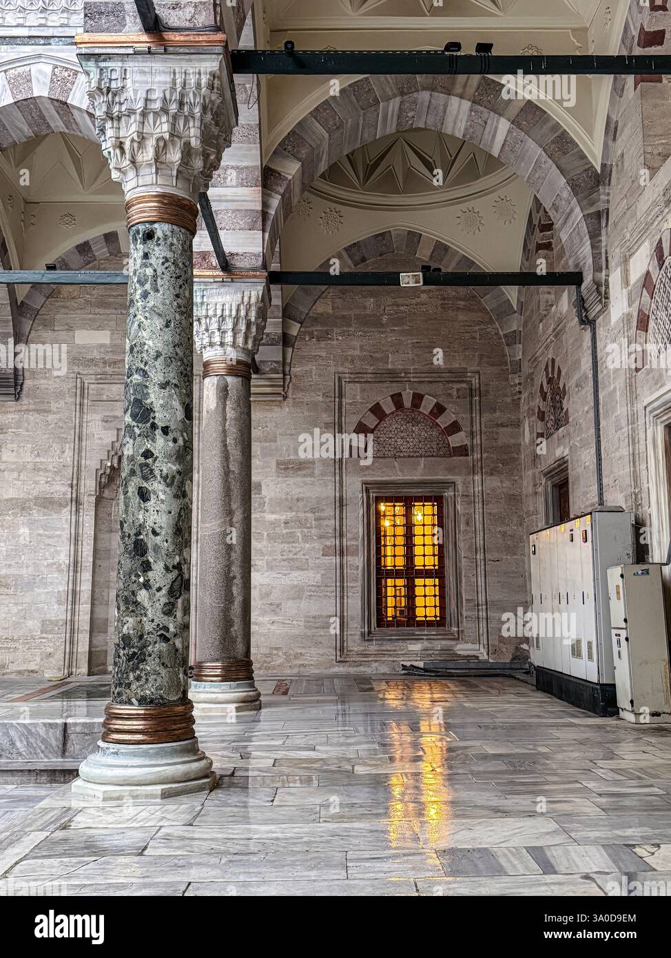 Courtyard of Historic Bayezid II Mosque with Marble Columns, Istanbul ...